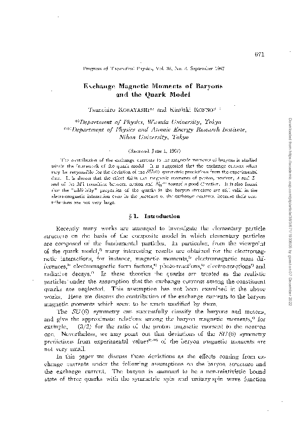 (PDF) Exchange Magnetic Moments of Baryons and the Quark Model | kimiaki konno - Academia.edu