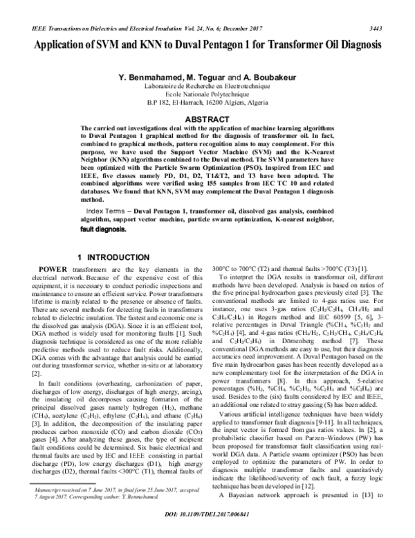 (PDF) Application of SVM and KNN to Duval Pentagon 1 for transformer ...