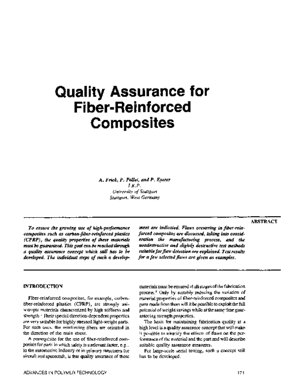 (PDF) Quality assurance for fiber‐reinforced composites