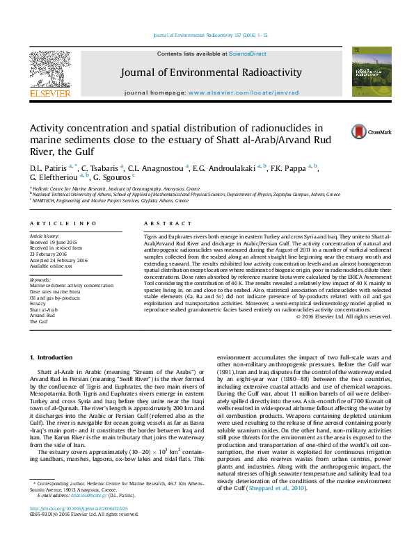 (PDF) Activity concentration and spatial distribution of radionuclides ...