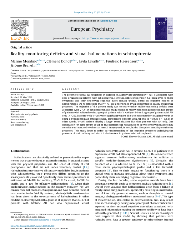 (PDF) Reality-monitoring deficits and visual hallucinations in ...