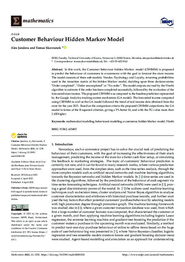 (PDF) Customer Behaviour Hidden Markov Model