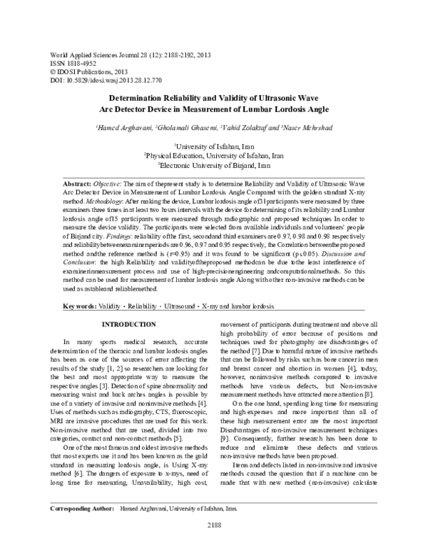(PDF) Determination Reliability and Validity of Ultrasonic Wave Arc ...