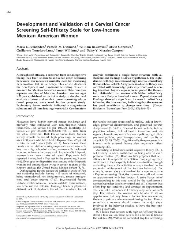 (PDF) Development and Validation of a Cervical Cancer Screening Self ...