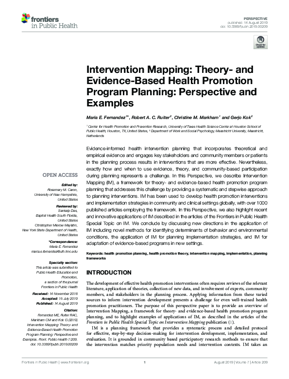 (PDF) Intervention Mapping: Theory- and Evidence-Based Health Promotion ...