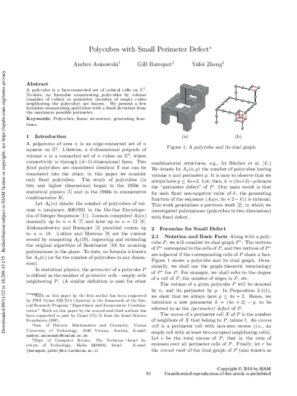 (PDF) Polycubes with Small Perimeter Defect | Gill Barequet - Academia.edu
