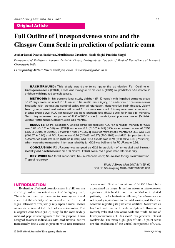 (PDF) Full Outline of Unresponsiveness score and the Glasgow Coma Scale ...