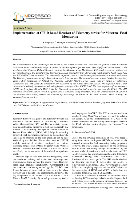 (PDF) Implementation of CPLD Based Receiver of Telemetry device for ...