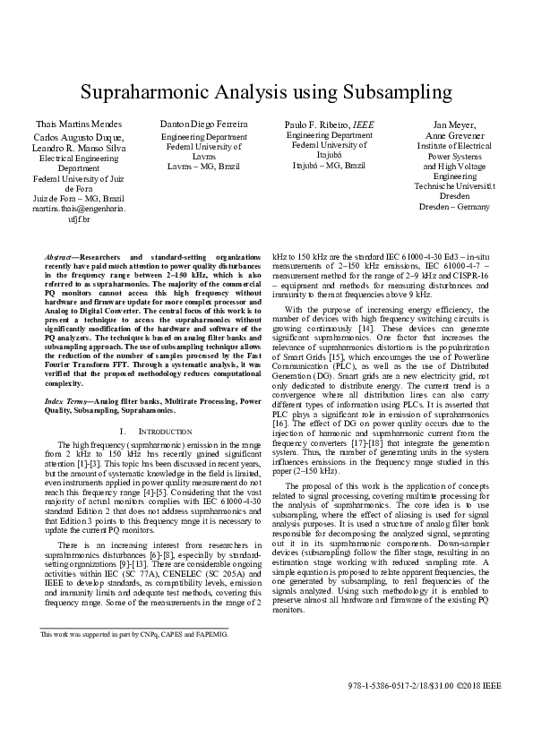 (PDF) Supraharmonic analysis using subsampling