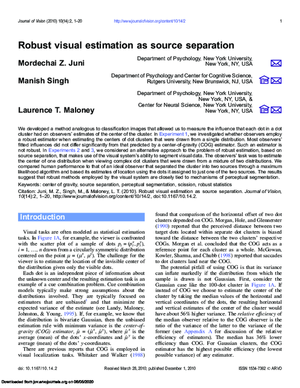 (PDF) Robust visual estimation as source separation