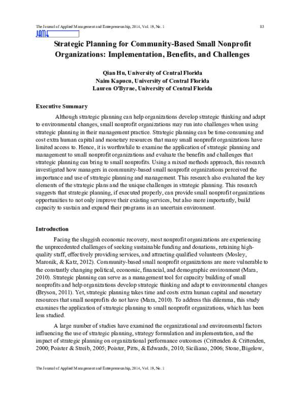 (PDF) Strategic Planning for Community-Based Small Nonprofit ...