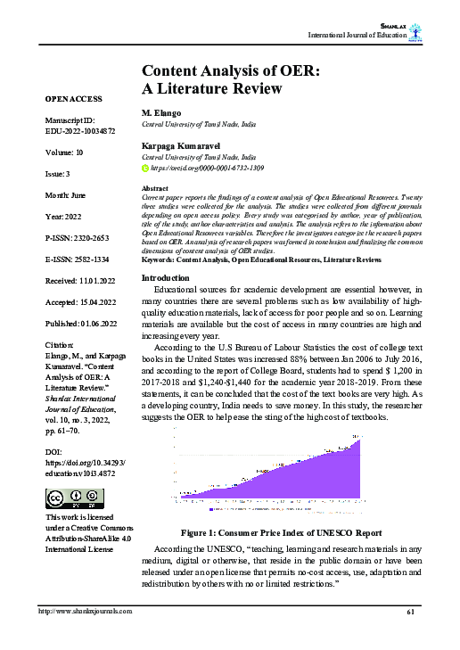 (PDF) Content Analysis of OER: A Literature Review