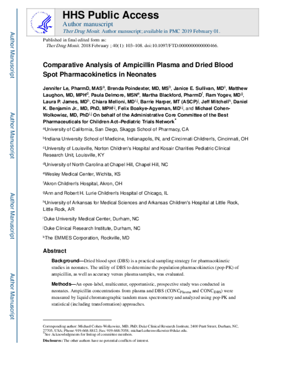 (PDF) Comparative Analysis of Ampicillin Plasma and Dried Blood Spot ...