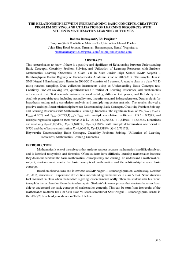 (PDF) The Relationship Between Understanding Basic Concepts, Creativity ...