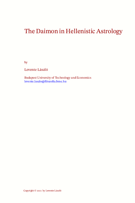 (PDF) The Daimon in Hellenistic Astrology