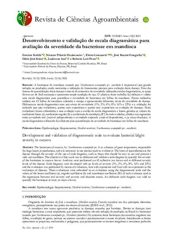 (PDF) Desenvolvimento e validação de escala diagramática para avaliação ...