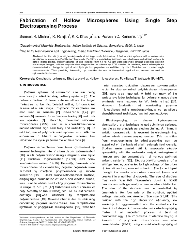(PDF) Fabrication of Hollow Microspheres Using Single Step ...