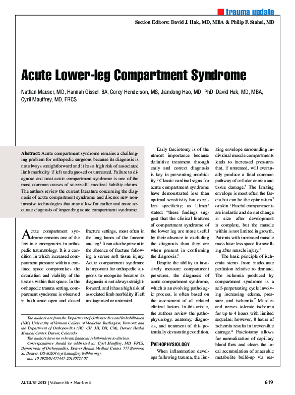 (PDF) Acute Lower-leg Compartment Syndrome | Hannah Gissel - Academia.edu