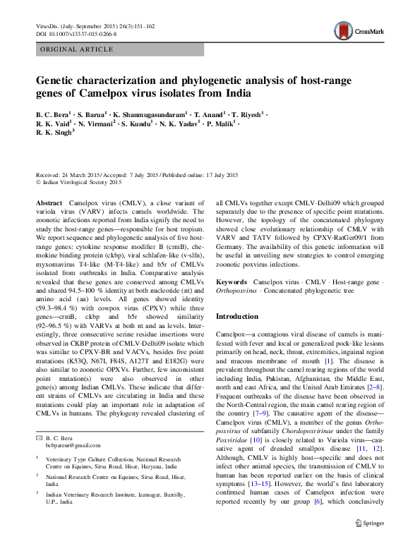 (PDF) Genetic characterization and phylogenetic analysis of host-range ...