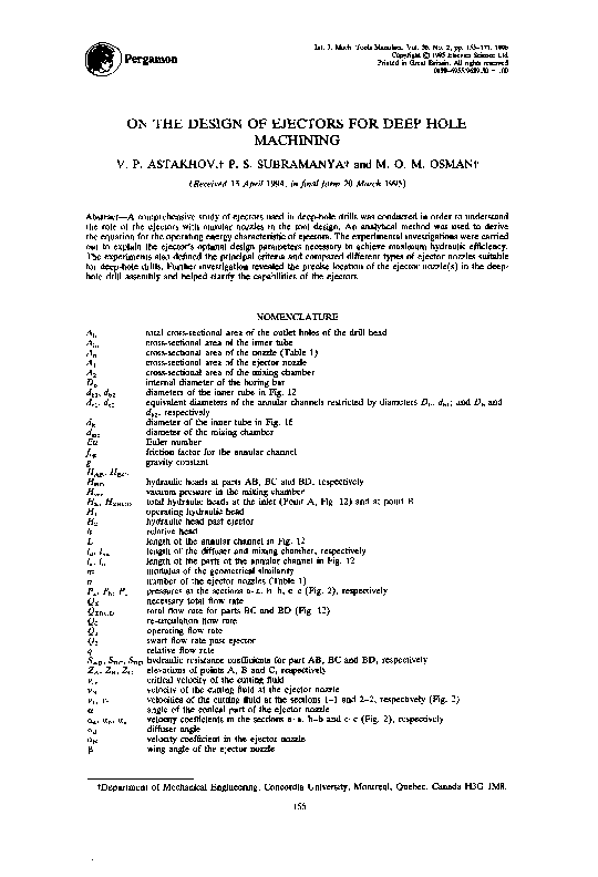 (PDF) On the design of ejectors for deep hole machining