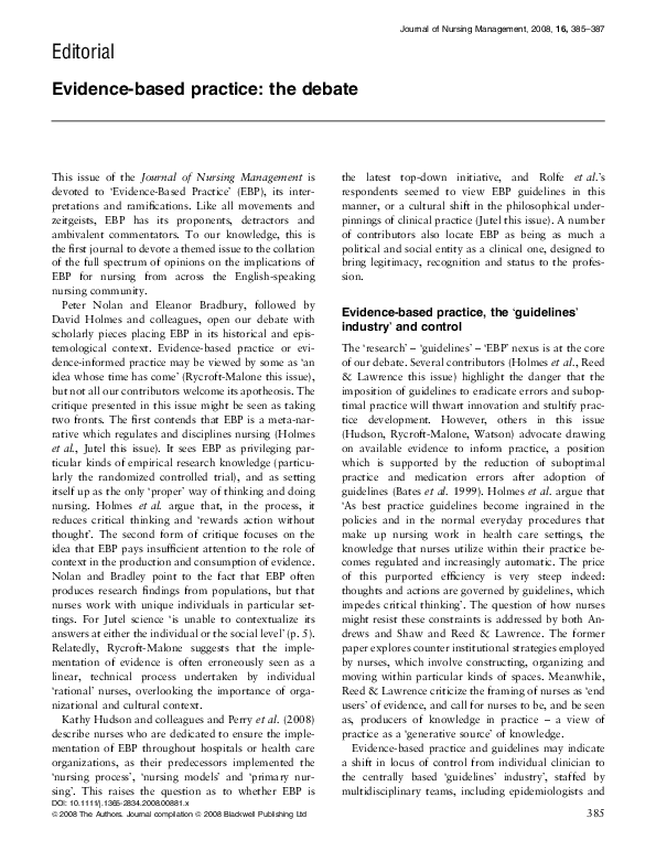 (PDF) Evidence-based practice: the debate