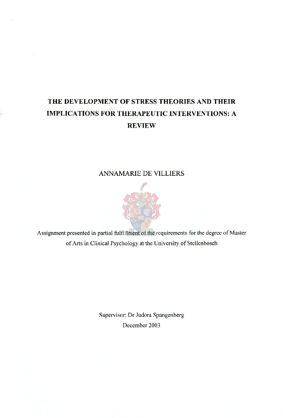 (PDF) The development of stress theories and their implications for therapeutic interventions ...
