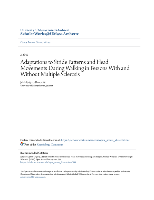 (PDF) Adaptations to stride patterns and head movements during walking in persons with and ...