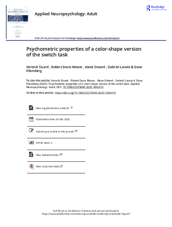 (PDF) Psychometric properties of a color-shape version of the switch task