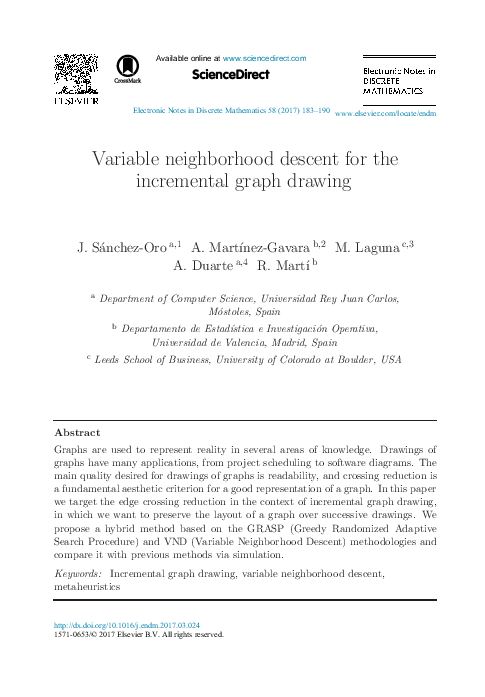 (PDF) Variable neighborhood descent for the incremental graph drawing