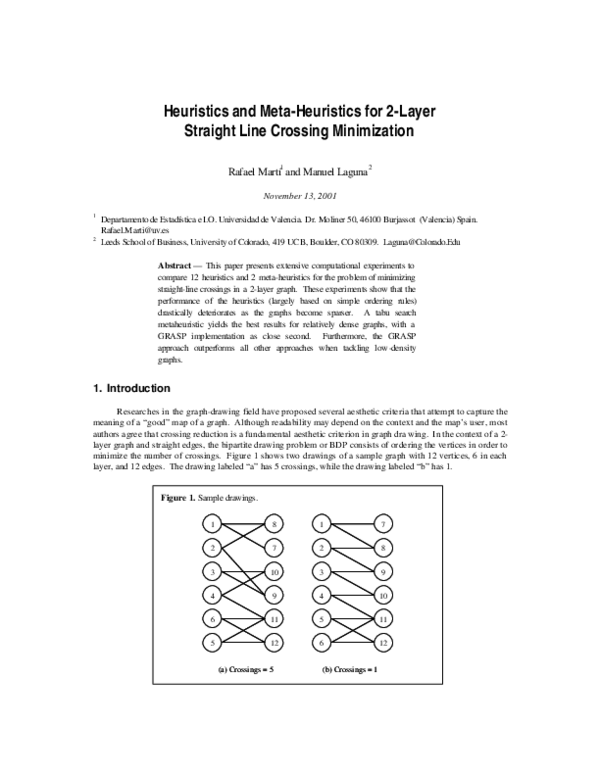 (PDF) Heuristics and meta-heuristics for 2-layer straight line crossing ...