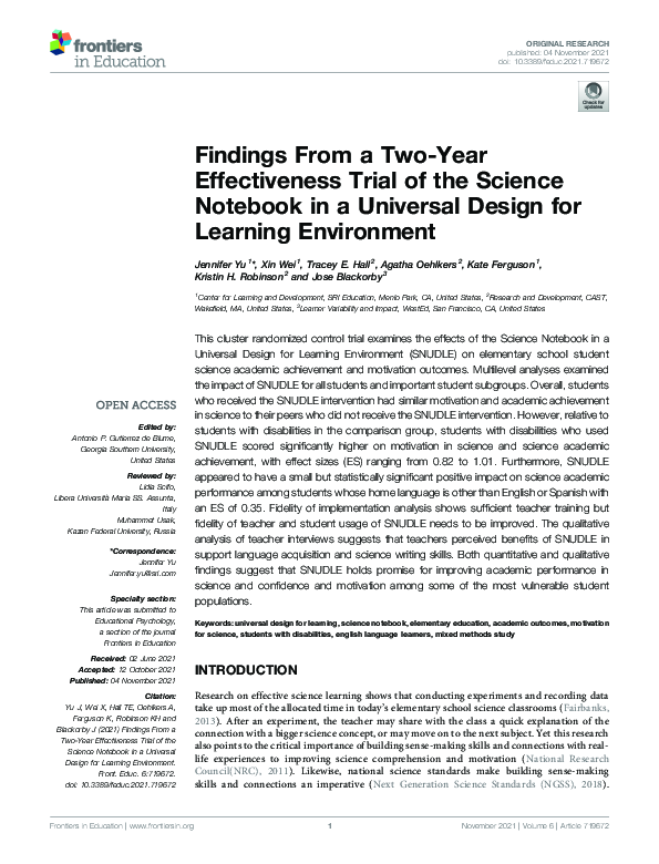 (PDF) Findings From a Two-Year Effectiveness Trial of the Science ...