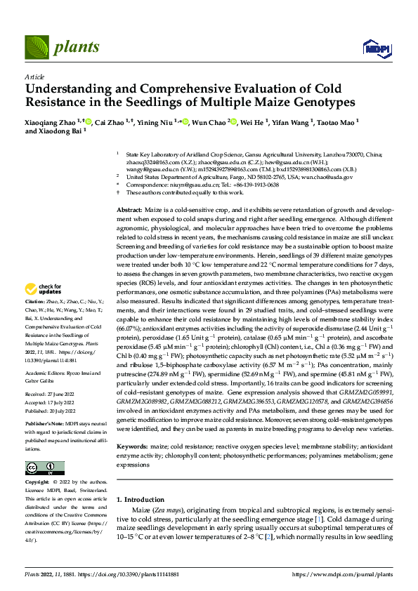 (PDF) Understanding and Comprehensive Evaluation of Cold Resistance in ...