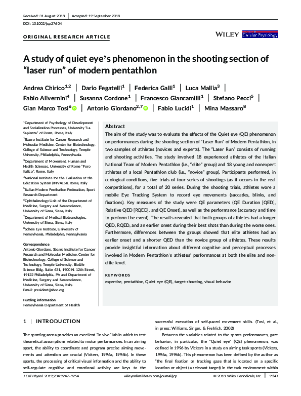 (PDF) A study of quiet eye's phenomenon in the shooting section of ...