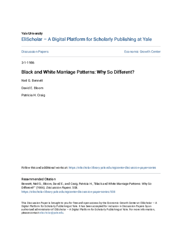 (PDF) Black and White Marriage Patterns: Why So Different?