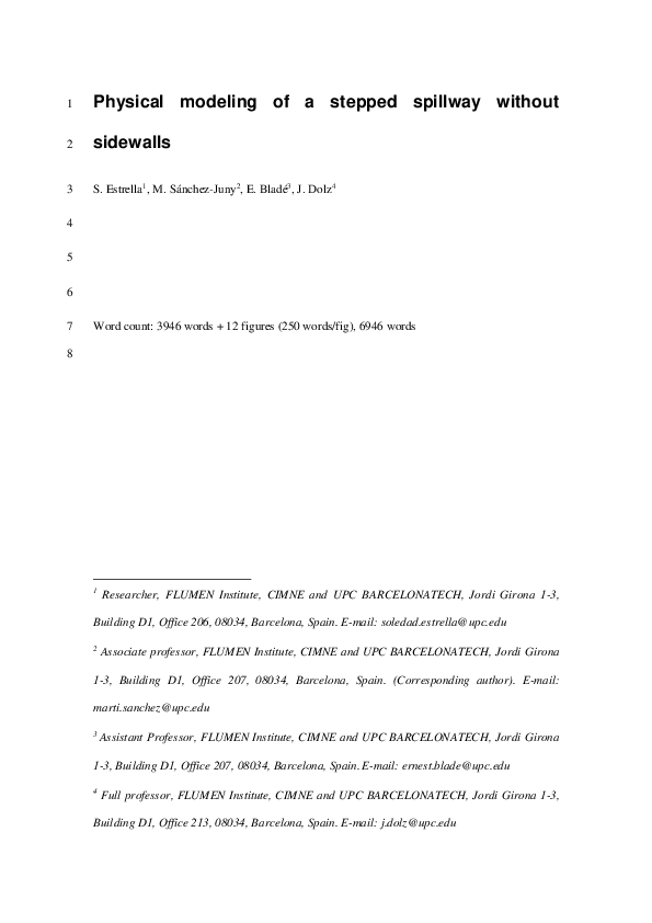 (PDF) Physical modeling of a stepped spillway without sidewalls