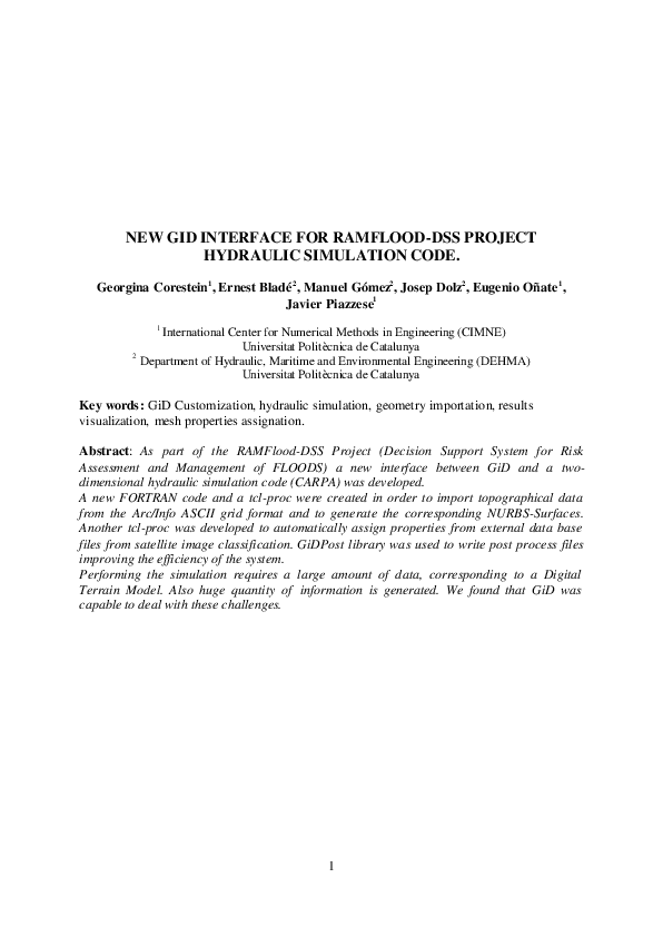 (PDF) New Gid Interface for Ramflood-DSS Project Hydraulic Simulation Code