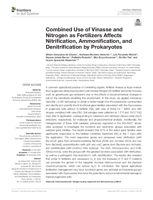 (PDF) Combined Use of Vinasse and Nitrogen as Fertilizers Affects ...