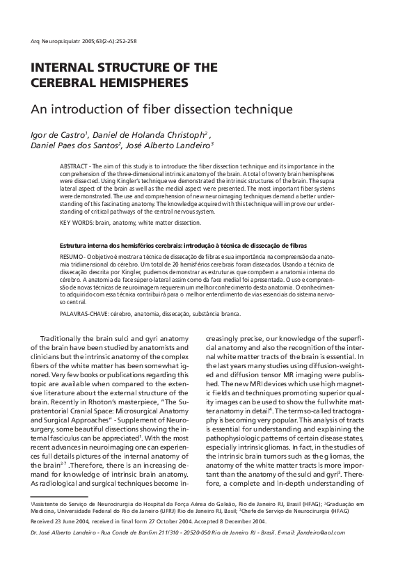 (PDF) Internal structure of the cerebral hemispheres: an introduction ...