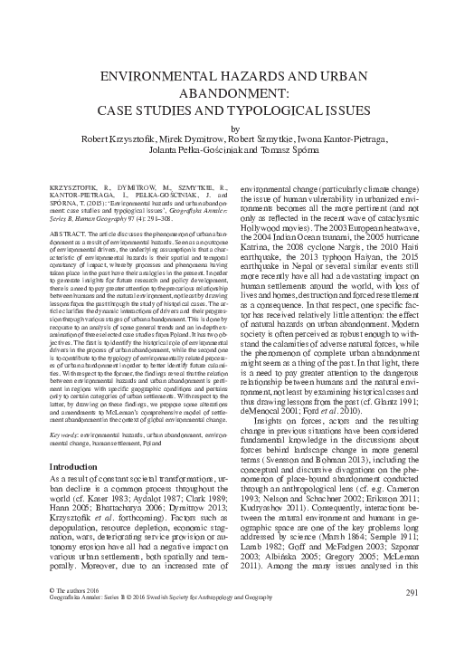 (PDF) Environmental hazards and urban abandonment: case studies and ...