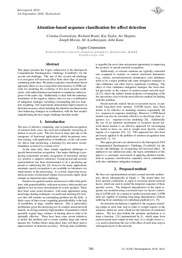 Pdf Attention Based Sequence Classification For Affect Detection