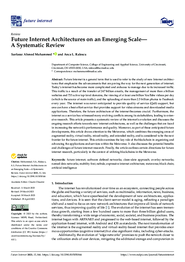 (PDF) Future Internet Architectures on an Emerging Scale—A Systematic ...