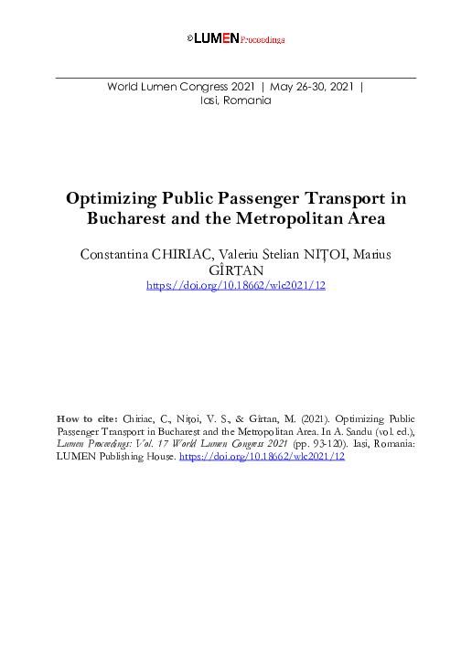 (PDF) Optimizing Public Passenger Transport in Bucharest and the ...