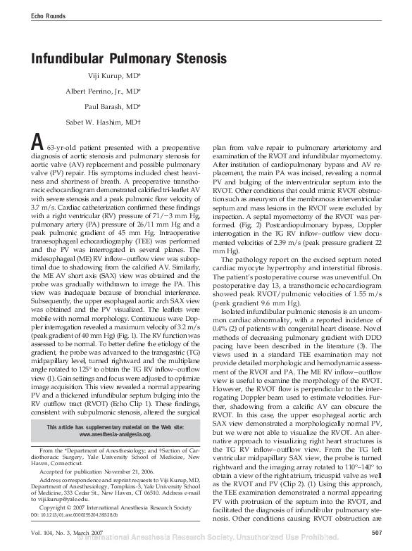 (PDF) Infundibular Pulmonary Stenosis
