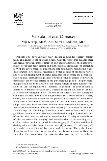 (PDF) Valvular Heart Diseases