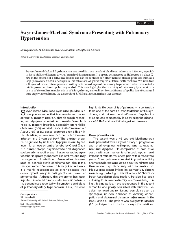 (PDF) Swyer-James-Macleod Syndrome Presenting with Pulmonary ...