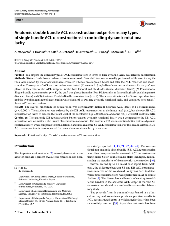 (PDF) Anatomic double bundle ACL reconstruction outperforms any types ...
