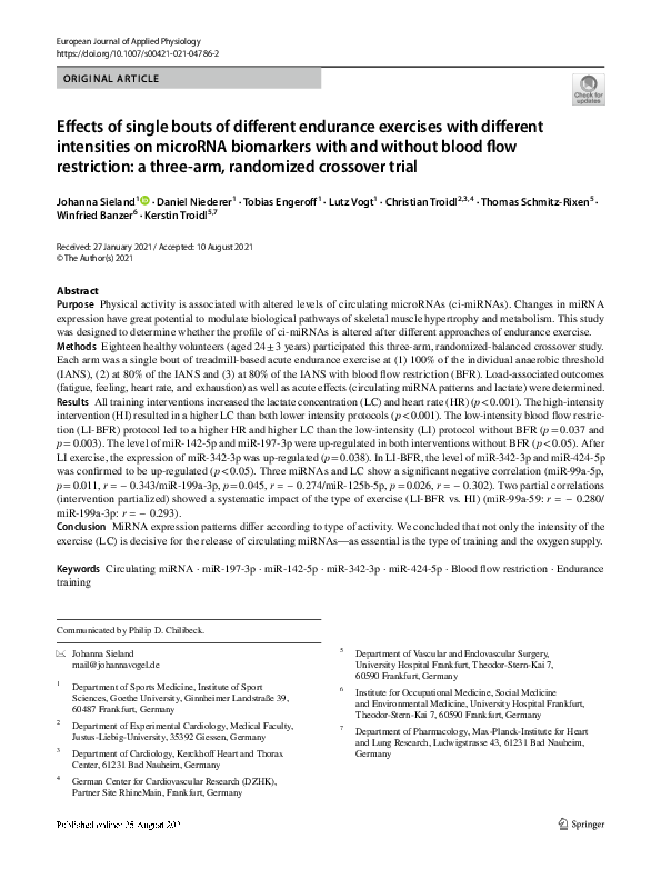 (PDF) Effects of single bouts of different endurance exercises with ...
