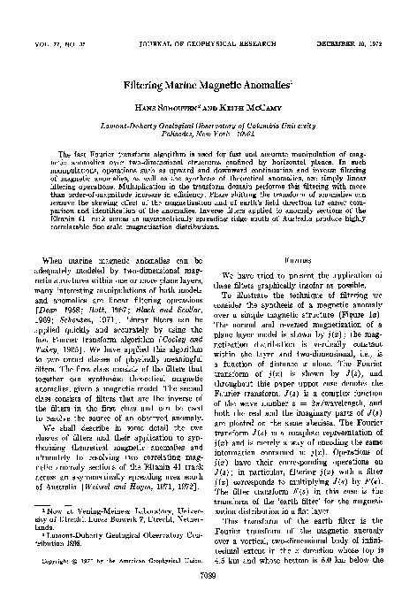Pdf Filtering Marine Magnetic Anomalies