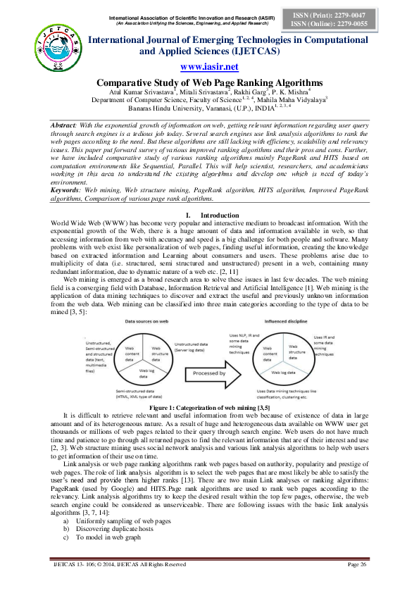 (PDF) Comparative Study of Web Page Ranking Algorithms