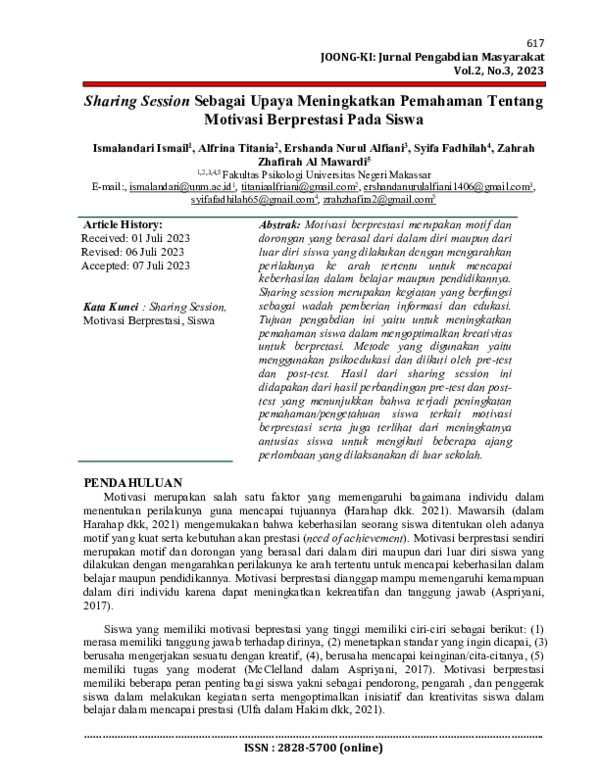 (PDF) Sharing Session Sebagai Upaya Meningkatkan Pemahaman Tentang ...